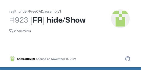 Fr Hideshow · Issue 923 · Realthunderfreecadassembly3 · Github