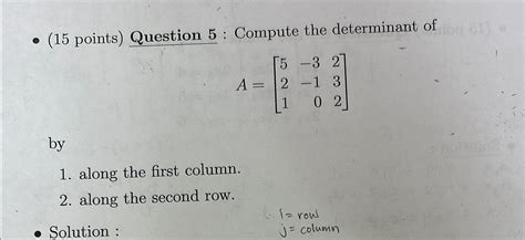 Solved Points Question Compute The Determinant Chegg