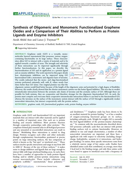 Pdf Synthesis Of Oligomeric And Monomeric Functionalized Graphene
