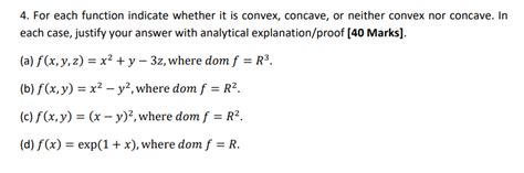 Solved For Each Function Indicate Whether It Is Convex Chegg