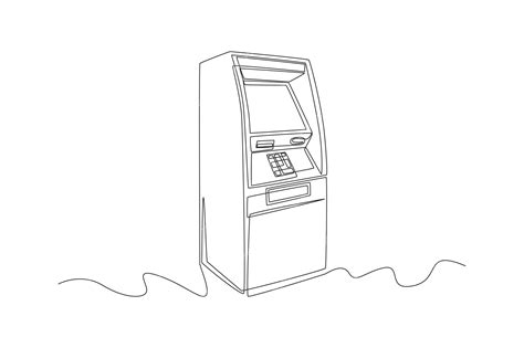 거래 및 돈 절약을 위한 연속 한 줄 그리기 Atm 자동 입출금기 Atm 기계 개념 한 줄 그리기 디자인 벡터 그래픽 그림