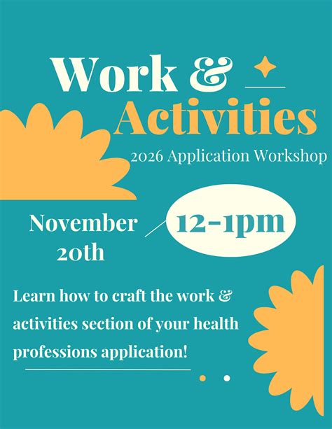 Work And Activities Workshop Premed And Prehealth Advising Program
