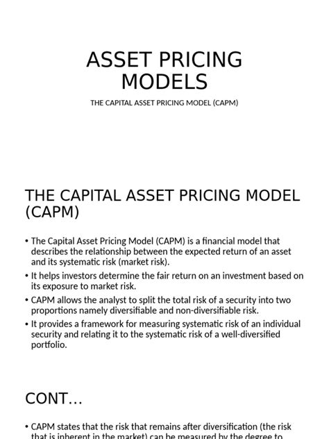 Asset Pricing Models Capm Pdf Capital Asset Pricing Model Financial Risk