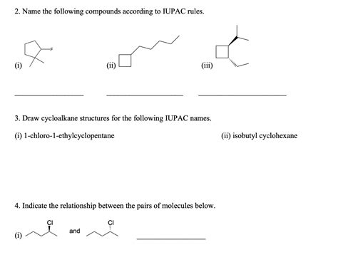 Solved Draw Cycloalkane Structures For The Following Iupac