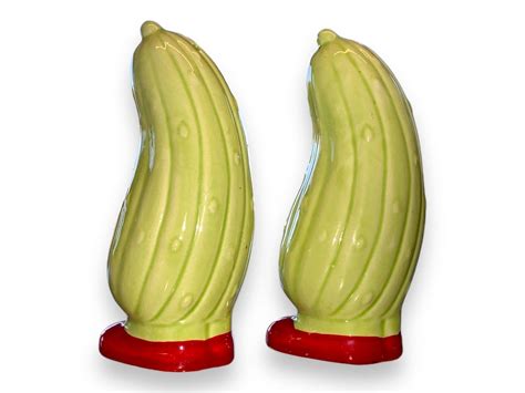 Vintage Anthropomorphic Angry Pickle Salt And Pepper Shakers Etsy