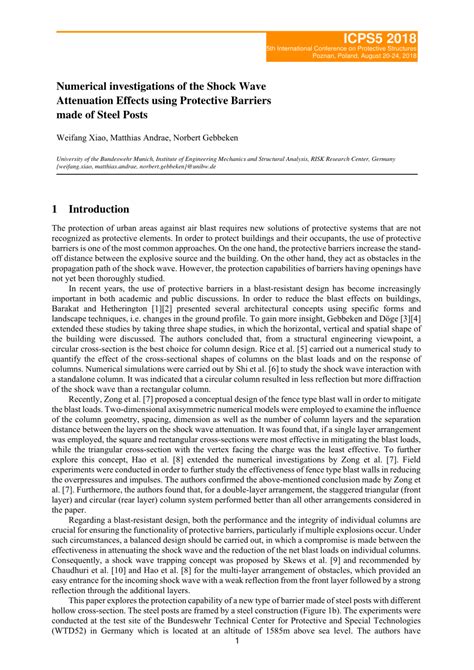 Pdf Numerical Investigations Of The Shock Wave Attenuation Effects Using Protective Barriers