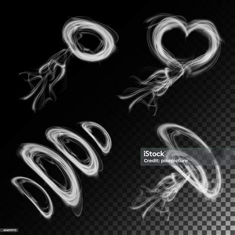 현실적인 담배 연기 파도 벡터입니다 그라데이션 메시로 만든 스모크 또는 스팀 텍스처 검은 위에 고립 된 연기 스모크 링 개념에 대한 스톡 벡터 아트 및 기타 이미지 Istock