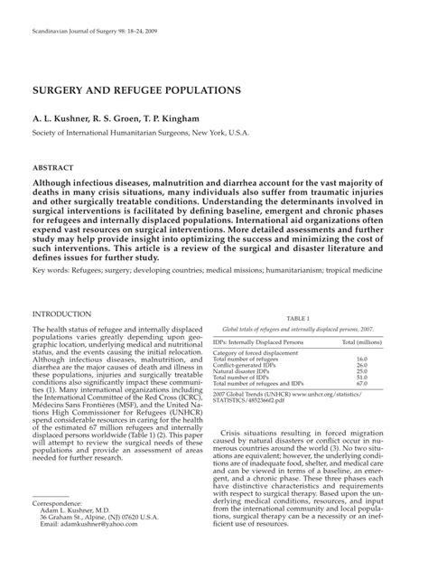 Pdf Surgery And Refugee Populations