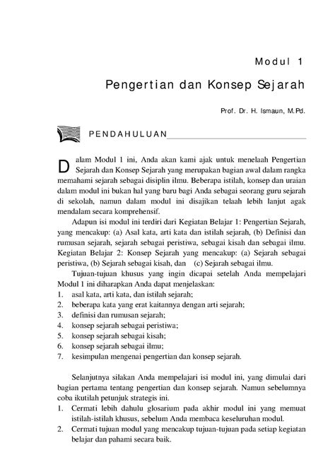 Psos4204 M1 1 Pengertian Dan Konsep Sejarah M O D U L 1 Pe N Ge R T