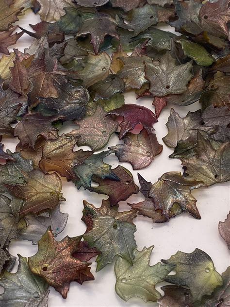 Hand Painted Maple Leaves Multi Toned Metalic And Mixed Etsy