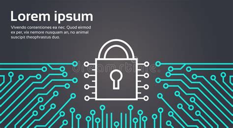 Lock Network Data Protection System Concept Banner Stock Vector