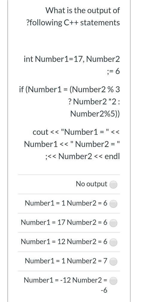 Solved What Is The Output Of Following C Statements Int