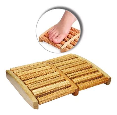 Masajeador de pies de madera rollos en madera natural color marrón MercadoLibre