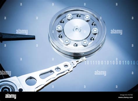 Computer Hard Disk Drive Internals And Binary Number Code Stock Photo Alamy