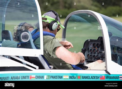 Pilot Of The Texan Top Class Touristic Airplane Preparing To Fly Stock