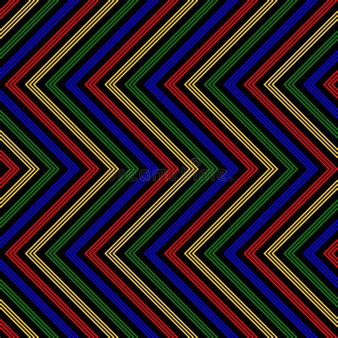 Colorful Zigzag Chevron Lines Fabric Pattern On Black Background Vector Stock Illustration