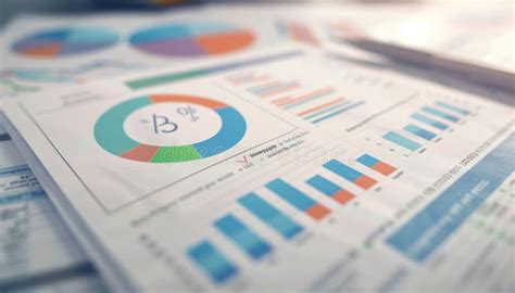 Business Analysis Report With Colorful Graphs And Charts On A Desk