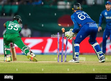 Bangladeshs Shak Mahedi Hasan Loses His Wicket During The Icc Mens