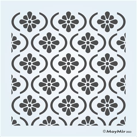 Flower Pattern Stencil Repeating Design For Furniture Walls Etsy