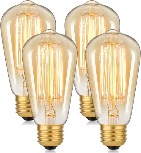 60 Watt Incandescent Edison Light Bulbs Vintage Dimmable E26 Bulbs