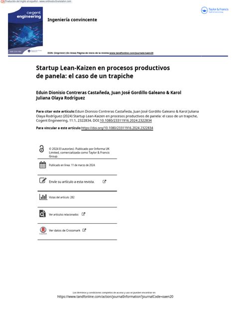 2024 Lean Kaizen Startup In Panela Production Processes The Case Of A Trapiche En Es Pdf