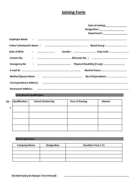 Employee Joining Form Pdf Justice Crime And Violence