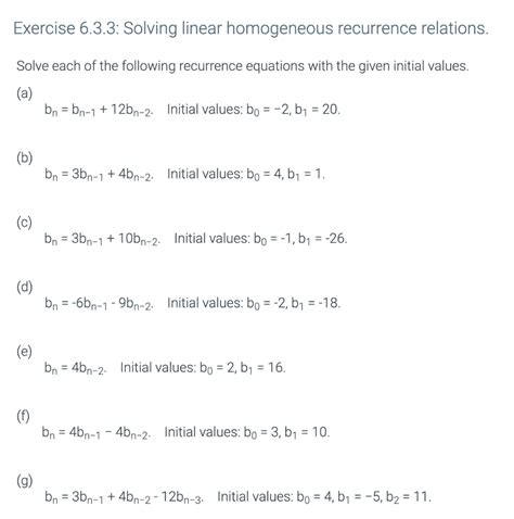 Solved Exercise 633 Solving Linear Homogeneous Recurrence