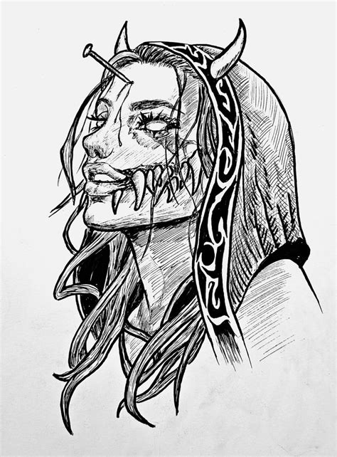 Devil Girl Face Drawings