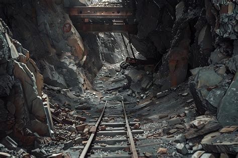 Abandoned Mine Tunnel Premium Ai Generated Image