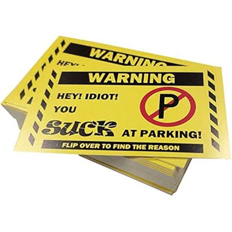 You Parked Like An Idiot Business Cards Pack Of 100 Bad Parking Cards