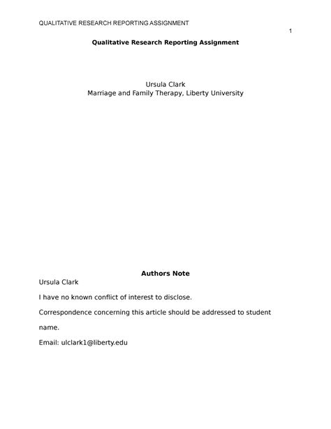 Qualitative Research Reporting Assignment Cefs546 Lu Studocu