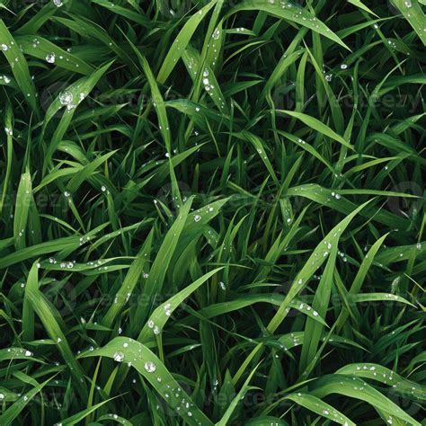 Photo Of Freshly Watered Grass Seamless Texture With Small Dew Drops