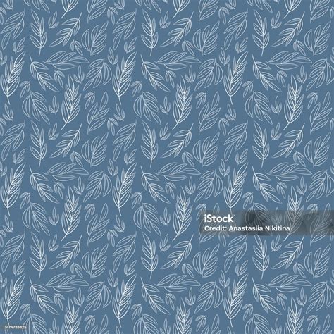 파란색 배경에 선 형태의 식물 요소가 있는 벡터 패턴입니다 0명에 대한 스톡 벡터 아트 및 기타 이미지 0명 꽃 식물 꽃무늬 Istock