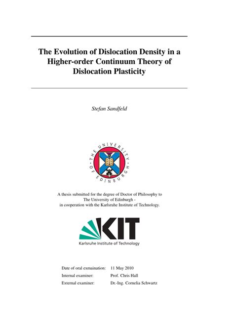 pdf the evolution of dislocation density in a higher order continuum