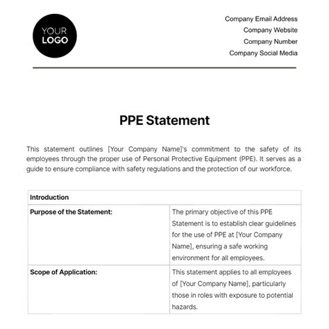 Free Ppe Statement Template To Edit Online