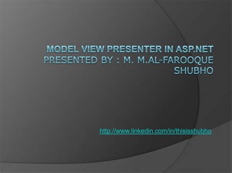 Model View Presenter Mvp In Aspnet Ppt