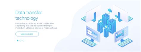 Premium Vector Data Transfer Server Isometric Vector Illustration Banner Vector Isometric