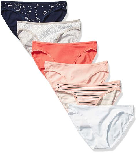 Amazon Essentials Womens 6 Pack Cotton Bikini Underwear