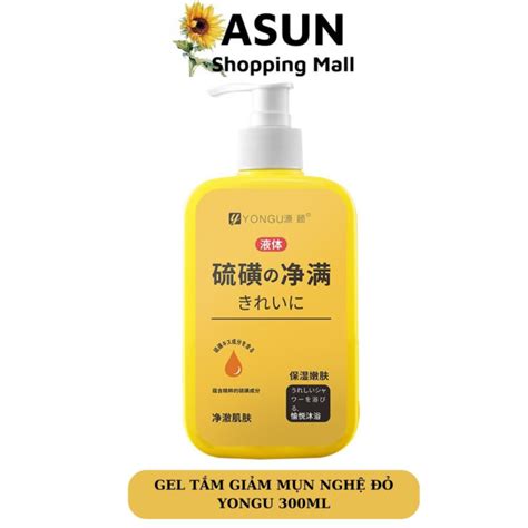 Gel Tắm Yongu Giảm Mụn Chiết Xuất Nghệ Đỏ 300ml Cho Da Sạch Cấp Ẩm