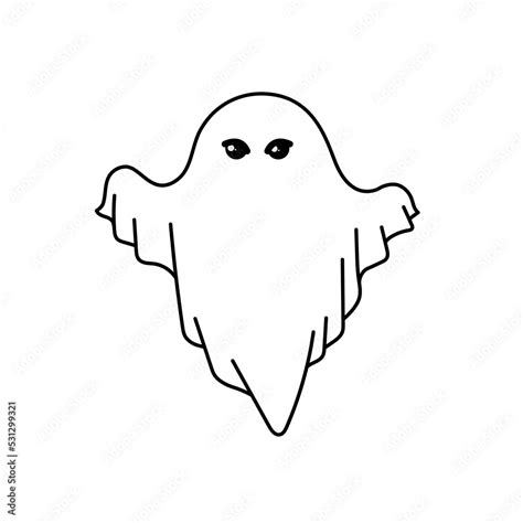 Ghost Cartoon Character Cute Outlines Isolated Flying Ghost Under White Sheet Halloween Logo