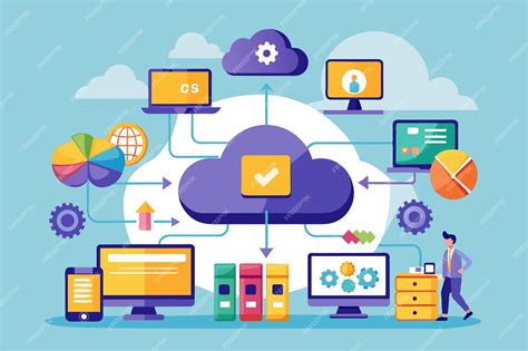 A User Interacts With Cloud Data Synchronization Showcasing Various