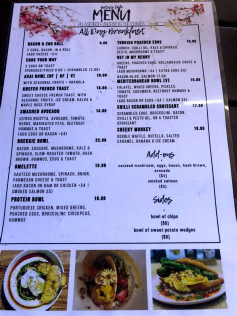 Menu At Setas Cafe Campbelltown