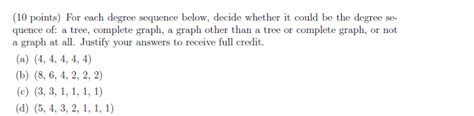 Solved Points For Each Degree Sequence Below Decide Chegg