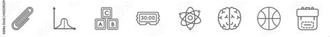 Outline Set Of Education Line Icons Linear Vector Icons Such As Paperclip Gaussian Function