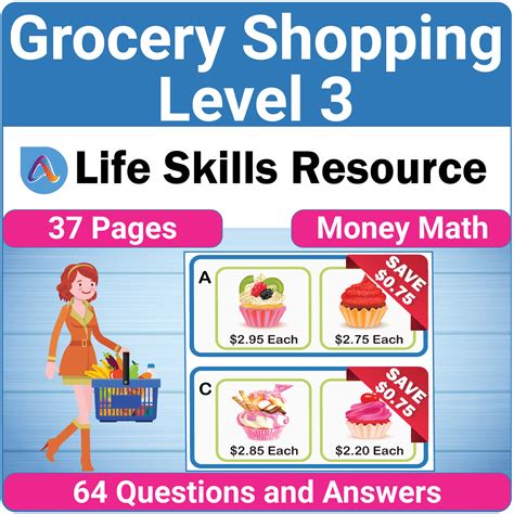 Money Math Life Skills Worksheet Grocery Shopping Level 3 By Worksheets Library
