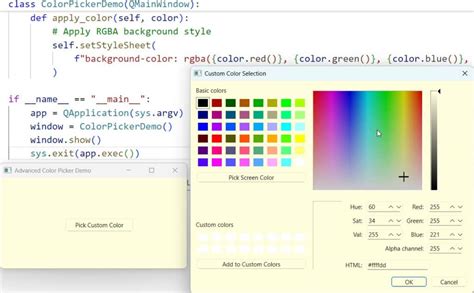 Work With Qcolordialog In Pyqt6