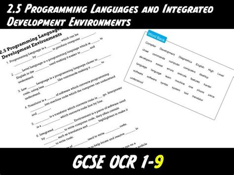 gcse ocr 2 5 programming languages and integrated development