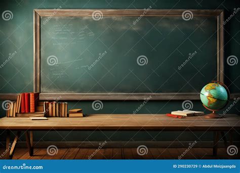 Quiet Classroom Scene An Empty Blackboard Ready For Lessons Stock Illustration Illustration