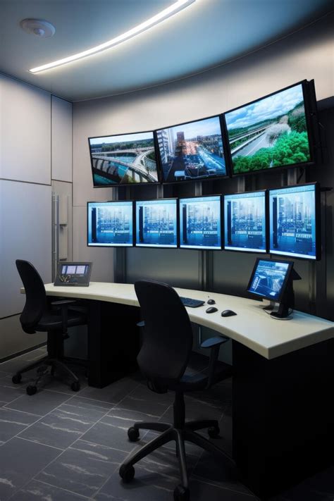 Premium Photo Modern Small Control Room With Screens