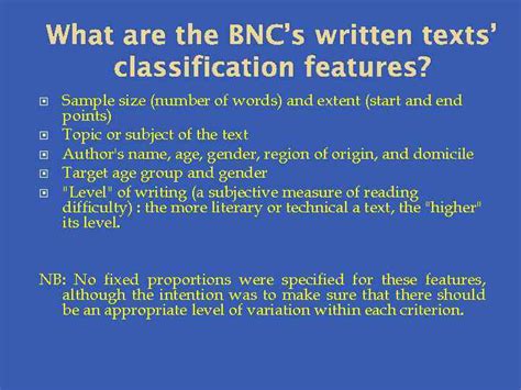 The Bnc Introduction The British National Corpus